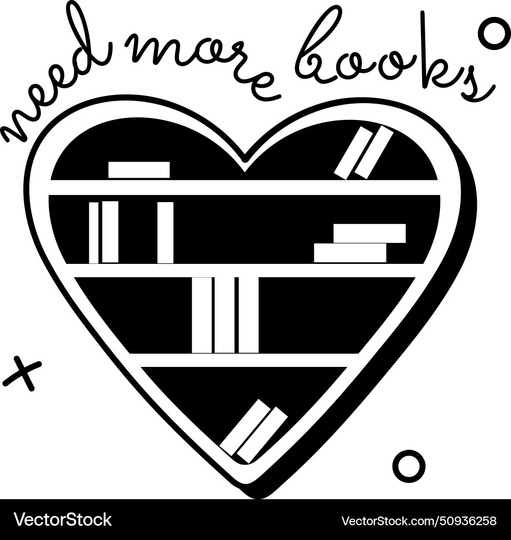 Heart bookshelf Royalty Free Vector Image - VectorStock