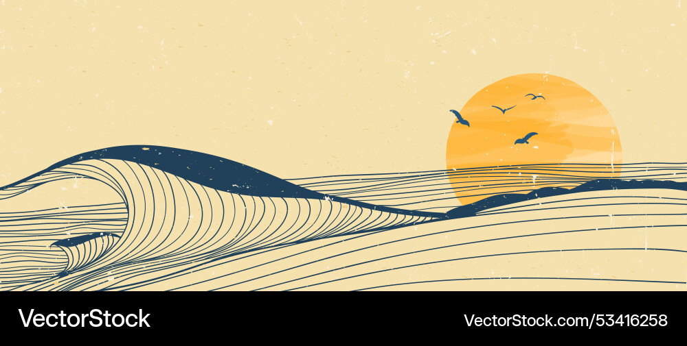 Ocean Wave Line Art Royalty Free Vector Image - VectorStock