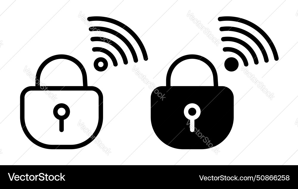 Smart lock icon set keyless technology Royalty Free Vector