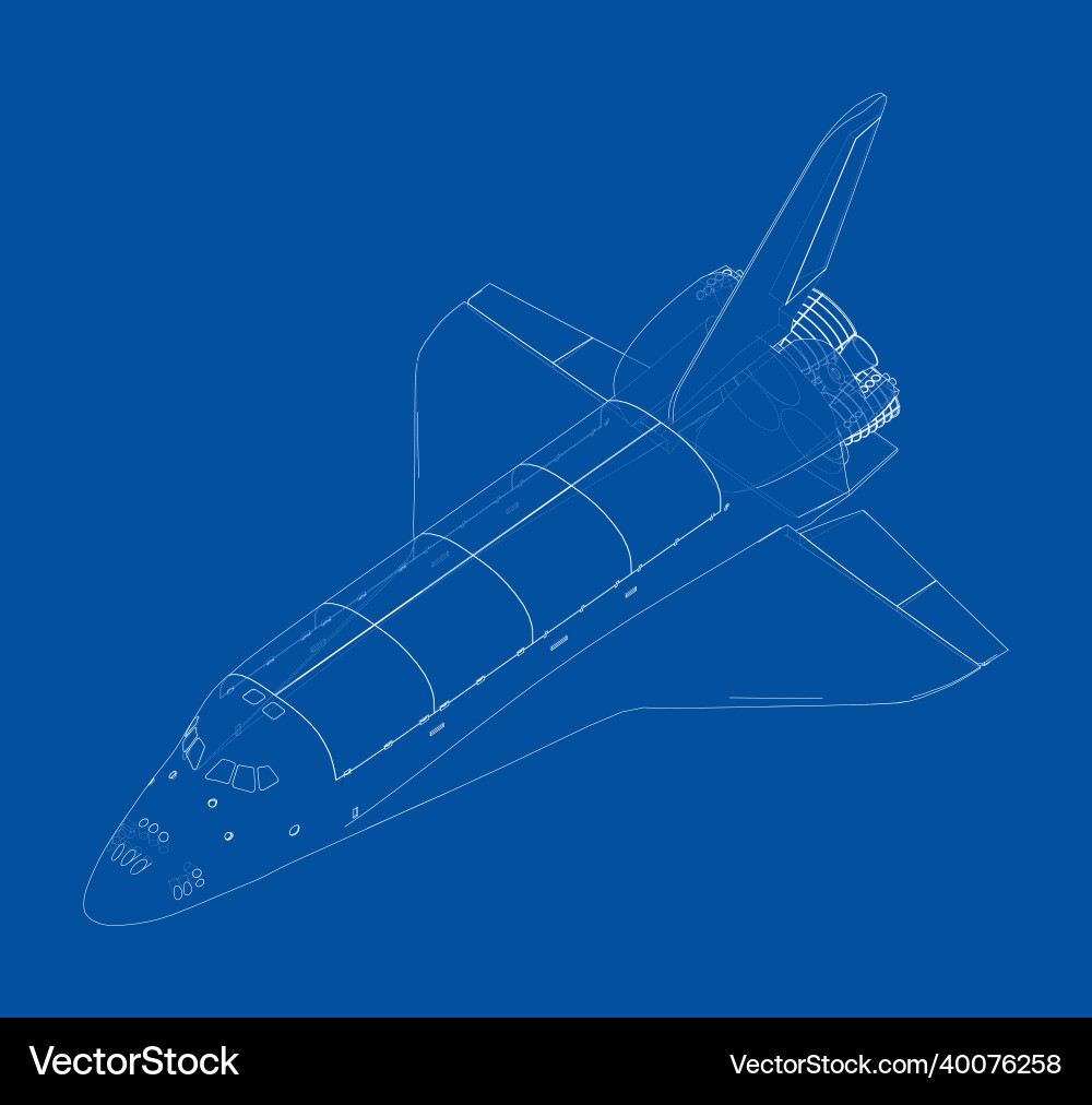 Space shuttle rendering of 3d Royalty Free Vector Image