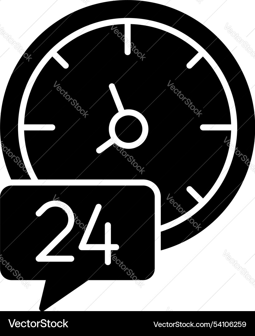 24 hours glyph icon design Royalty Free Vector Image