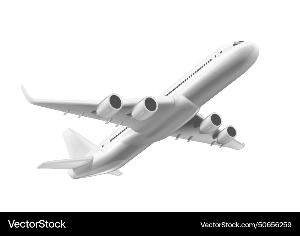 3d white glossy commercial jet airplane take off Vector Image