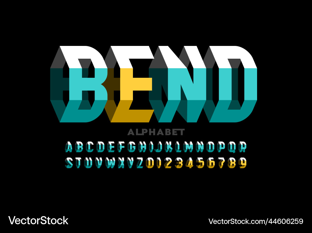 Bending 3d style font design alphabet letters Vector Image