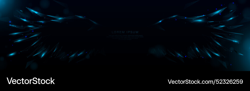 Blue bird spread wings outline from low polygon Vector Image