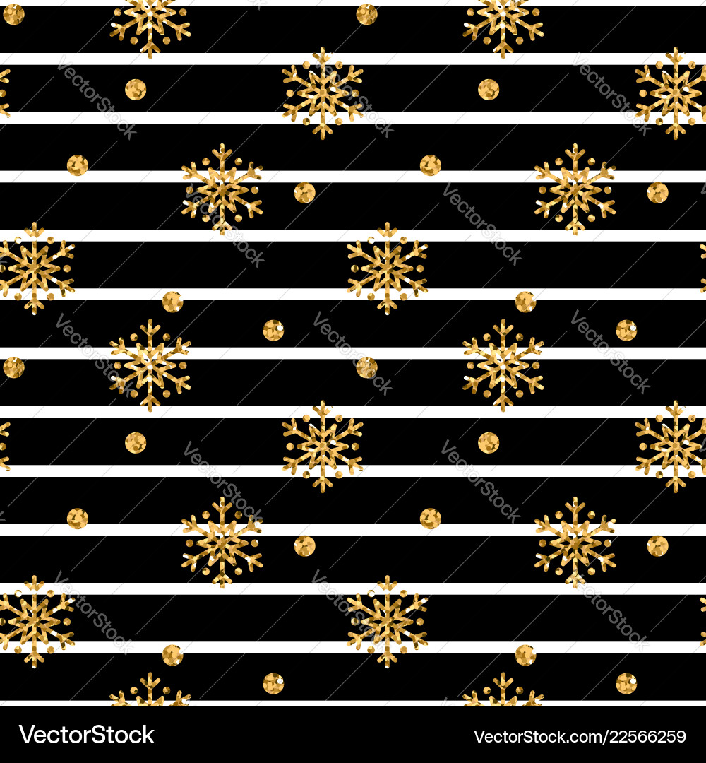 Christmas gold snowflake seamless pattern golden Vector Image