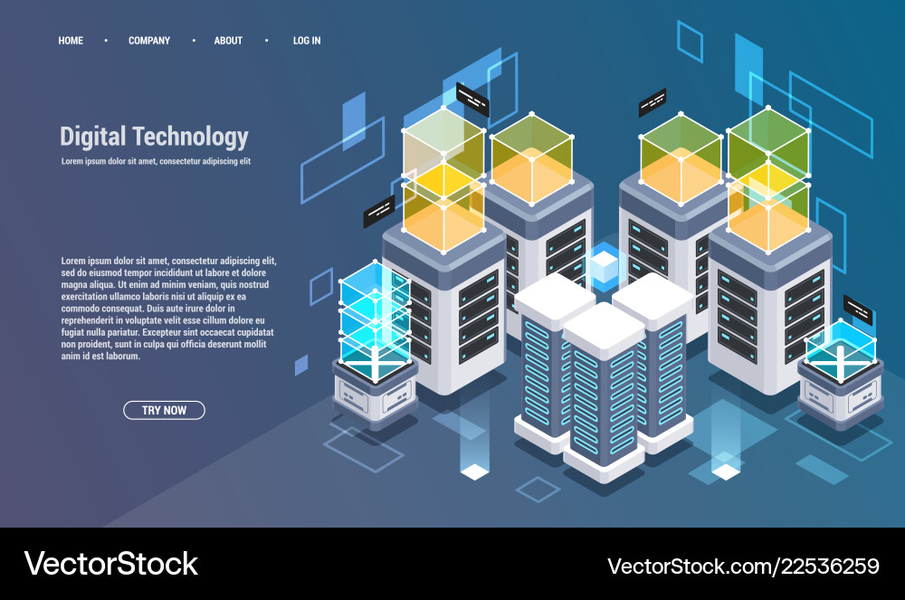 Computation of big data center information Vector Image