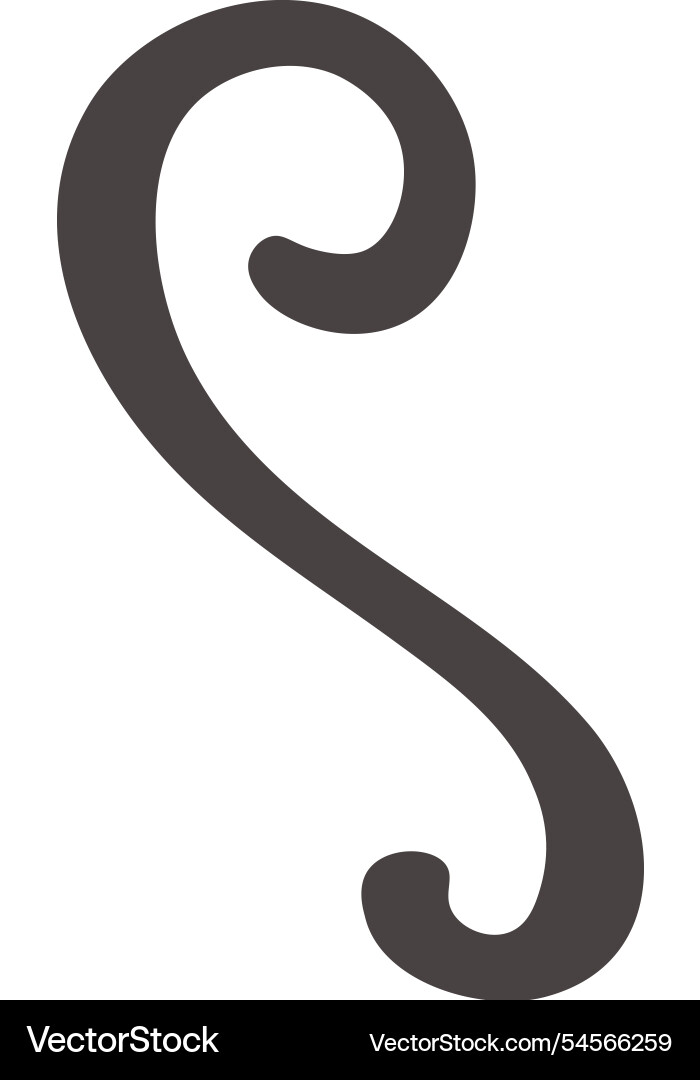 Dark brown double curl forming an elegant s shape Vector Image