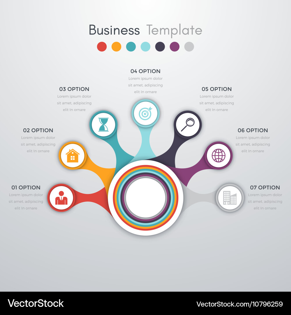 Infographics timeline seven options Royalty Free Vector