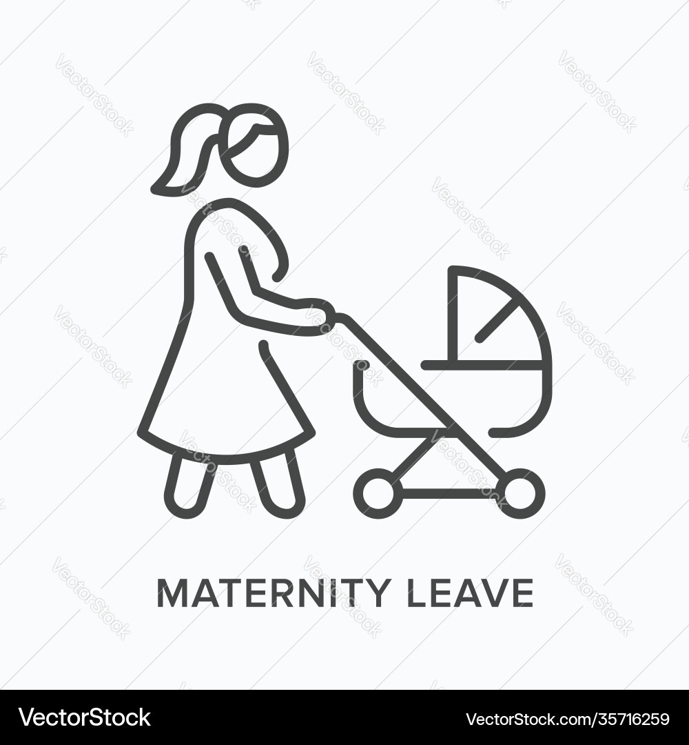 Maternity leave flat line icon outline Royalty Free Vector