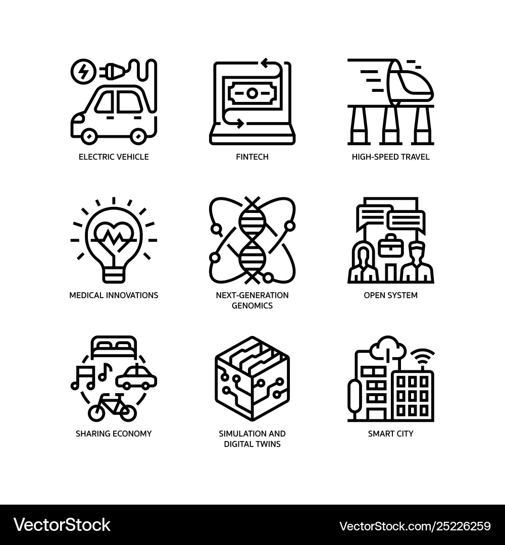 Modern Tech & Innovation Icons Royalty Free Vector Image