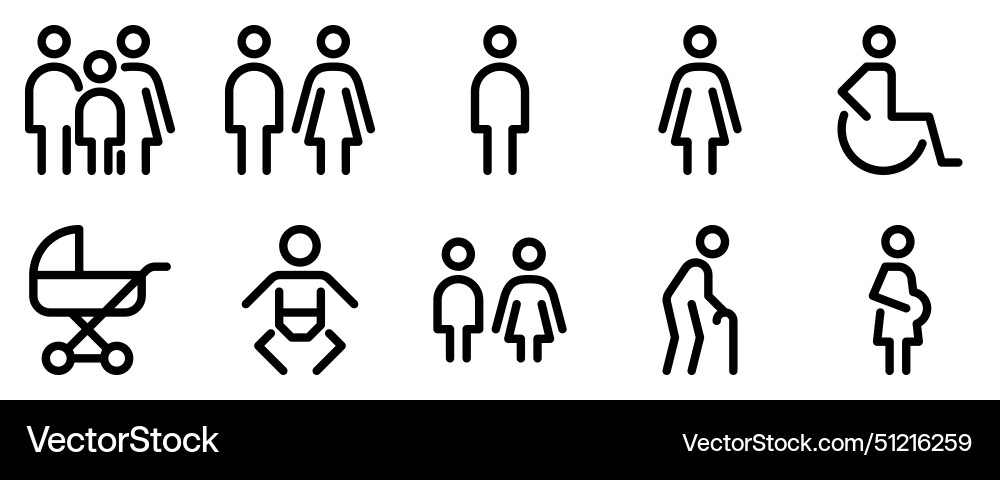 People line icon set graphics Royalty Free Vector Image