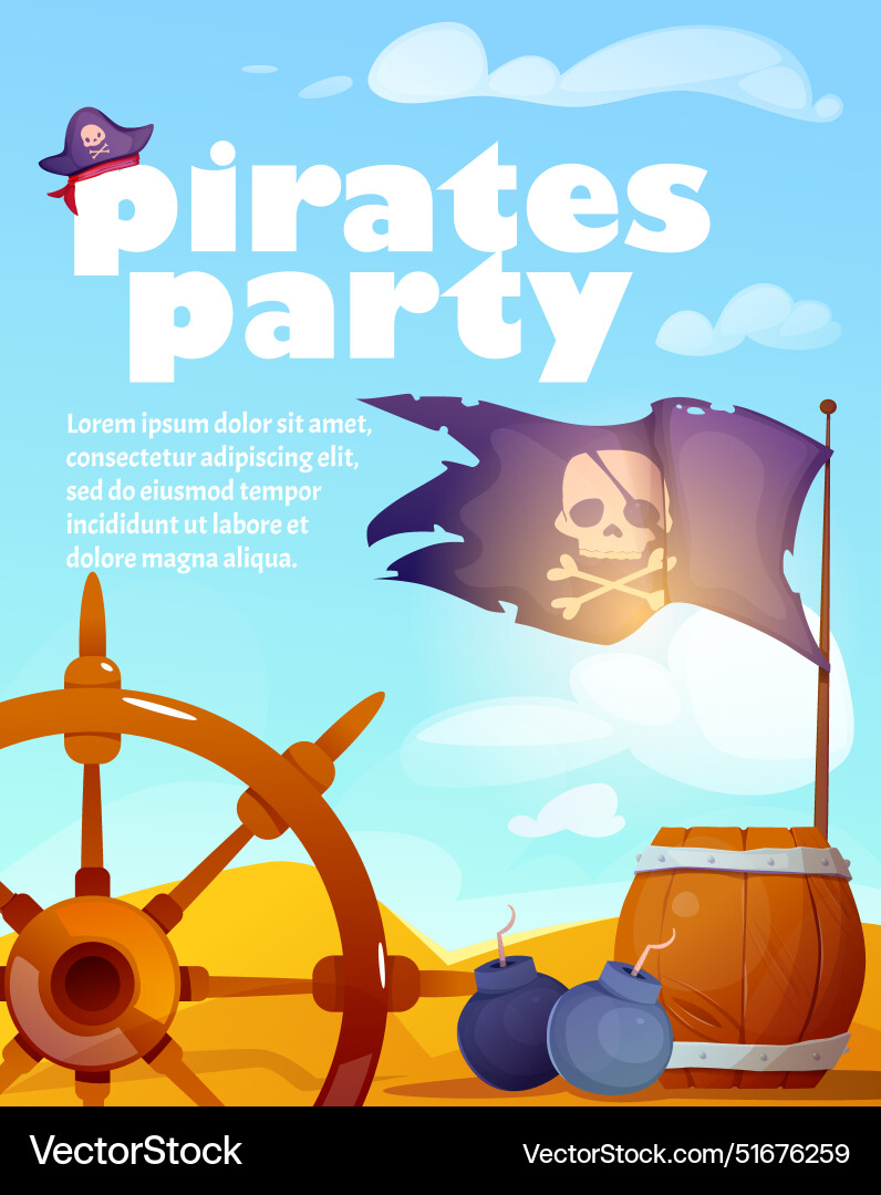 Pirate party invitation adventure cover Royalty Free Vector