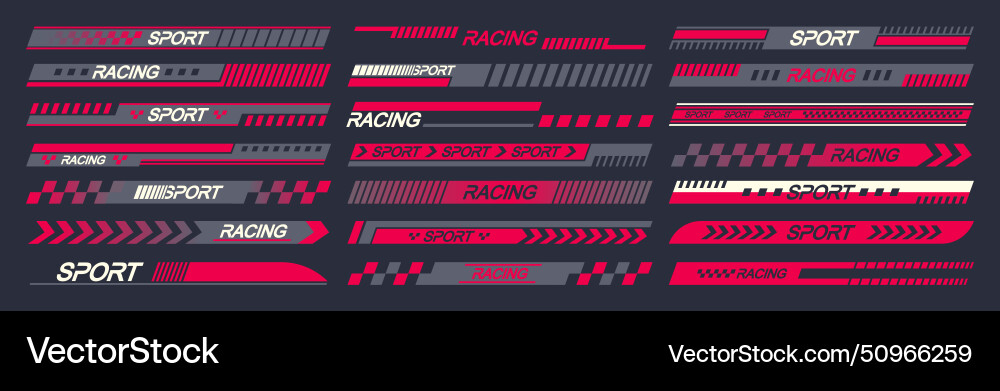 Sports car stickers feature designs Royalty Free Vector