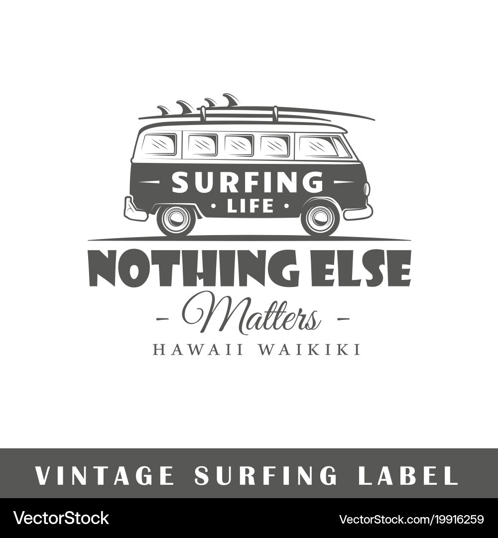 Surfing label Royalty Free Vector Image - VectorStock