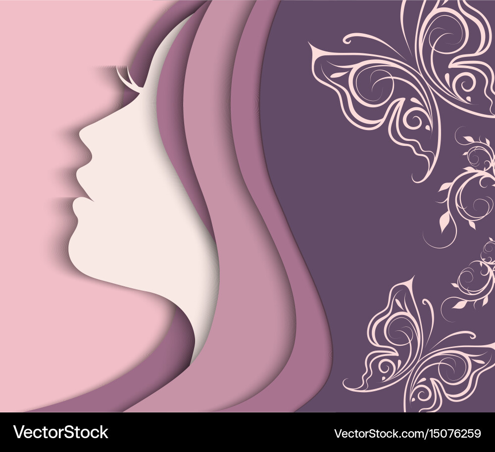 Woman s profile cut from paper Royalty Free Vector Image