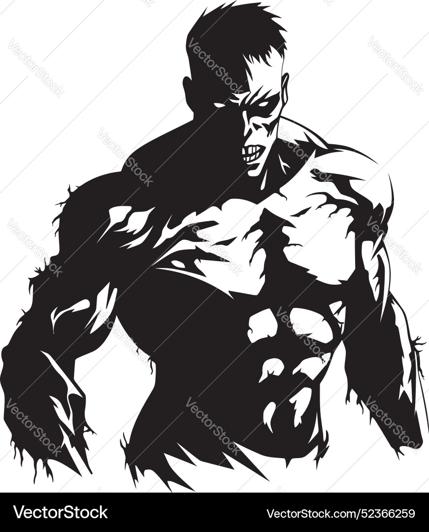 Zombie muscle builder emblematic risen Royalty Free Vector