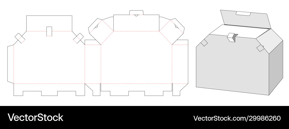 3 lock packaging box die cut template design Vector Image
