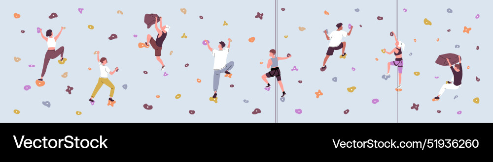 Climbers training in bouldering gym on banner Vector Image