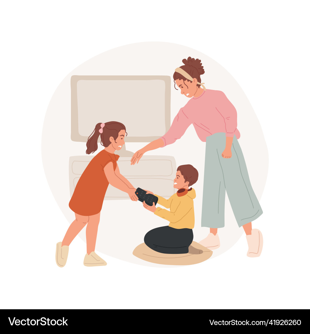 Fighting siblings isolated cartoon Royalty Free Vector Image