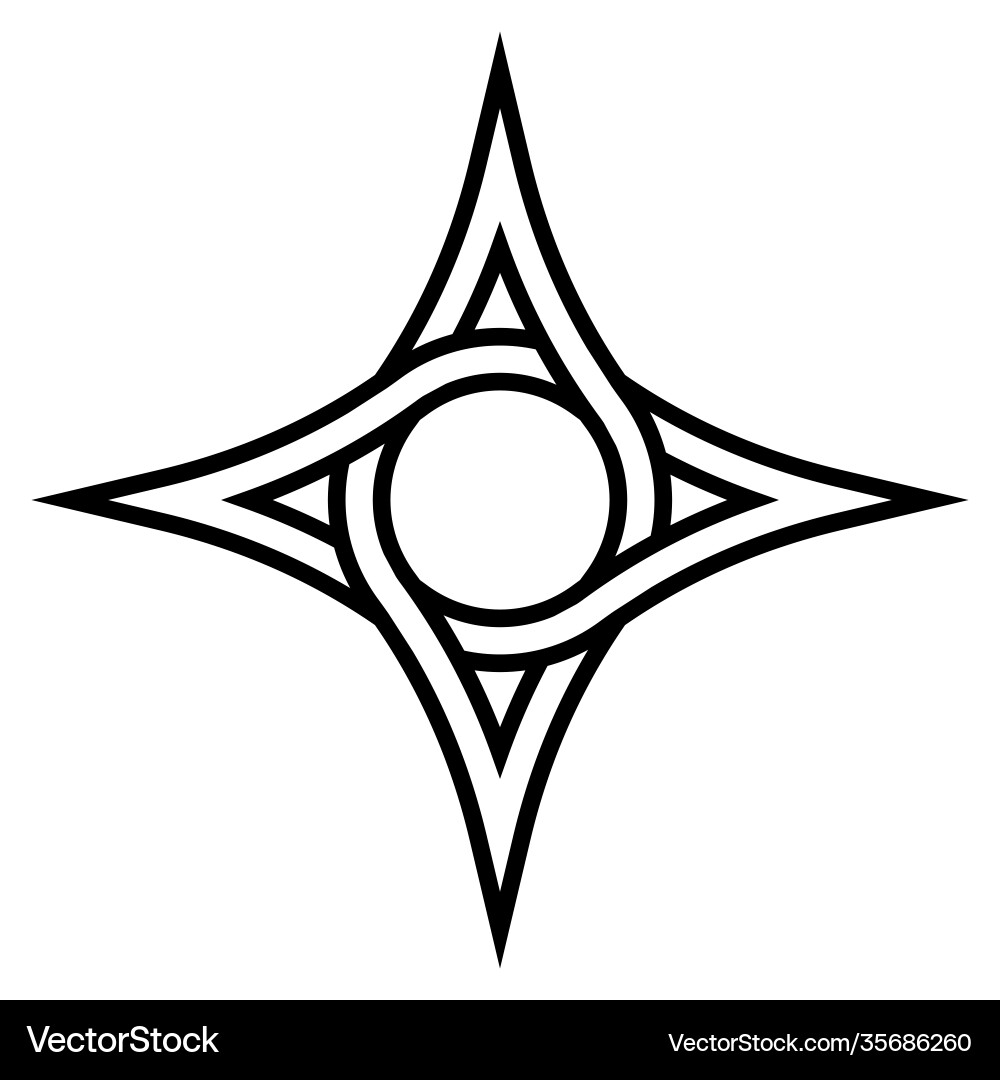 Geometric logo four pointed star with a circle Vector Image