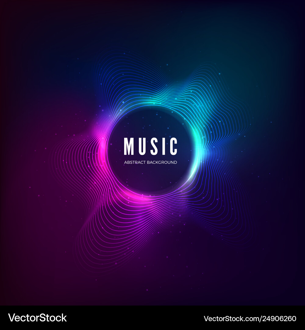 Radial sound wave curve with light particles Vector Image