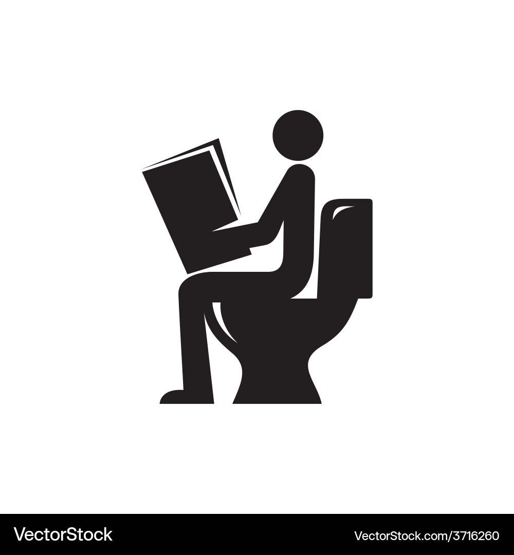 Reading newspaper in toilet icon Royalty Free Vector Image