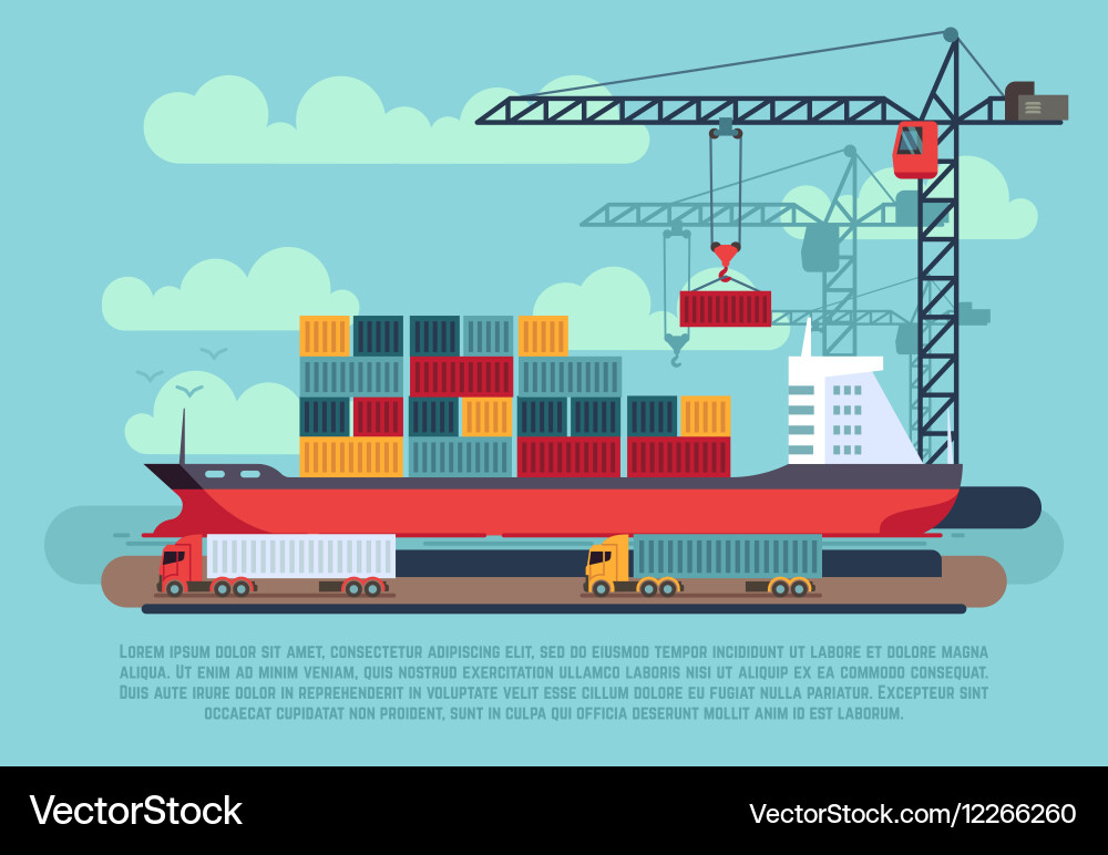 Transport cargo sea ship loading containers Vector Image
