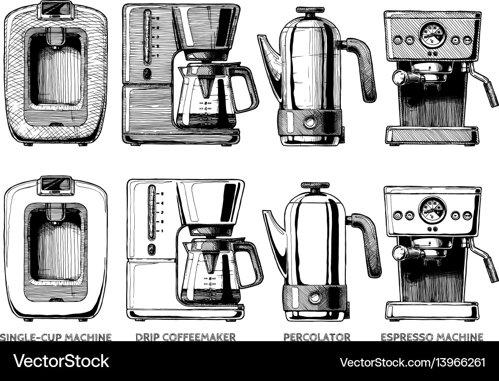 Coffee Maker Collection Royalty Free Vector Image