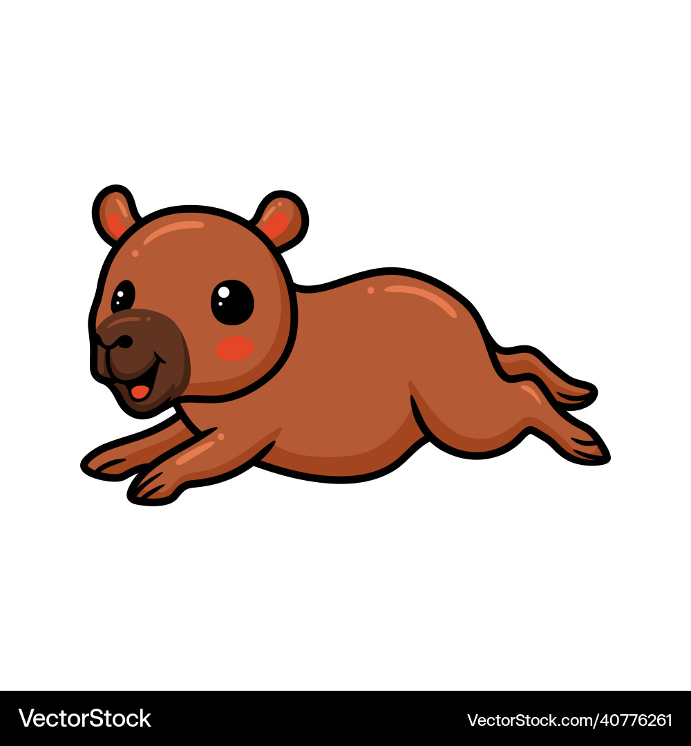 Cute little capybara cartoon posing Royalty Free Vector