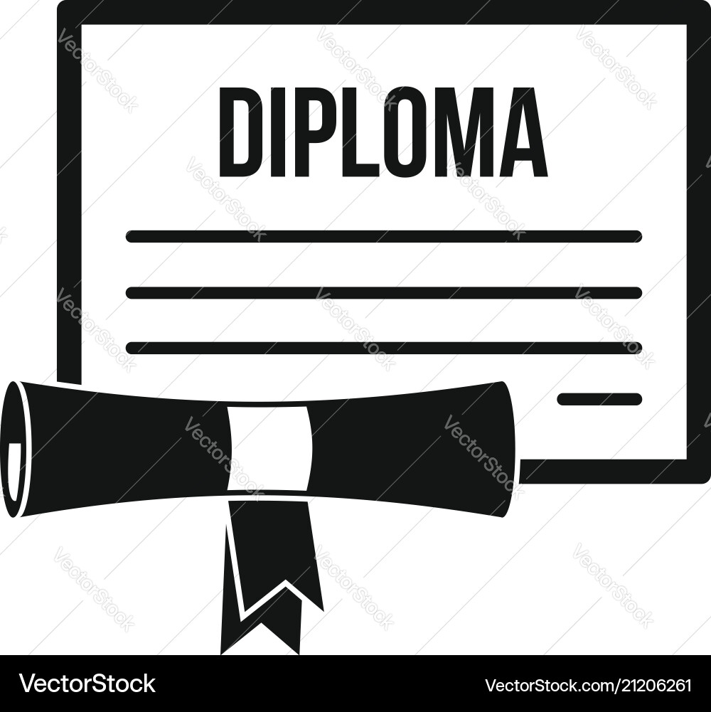 Graduation diploma icon simple style Royalty Free Vector