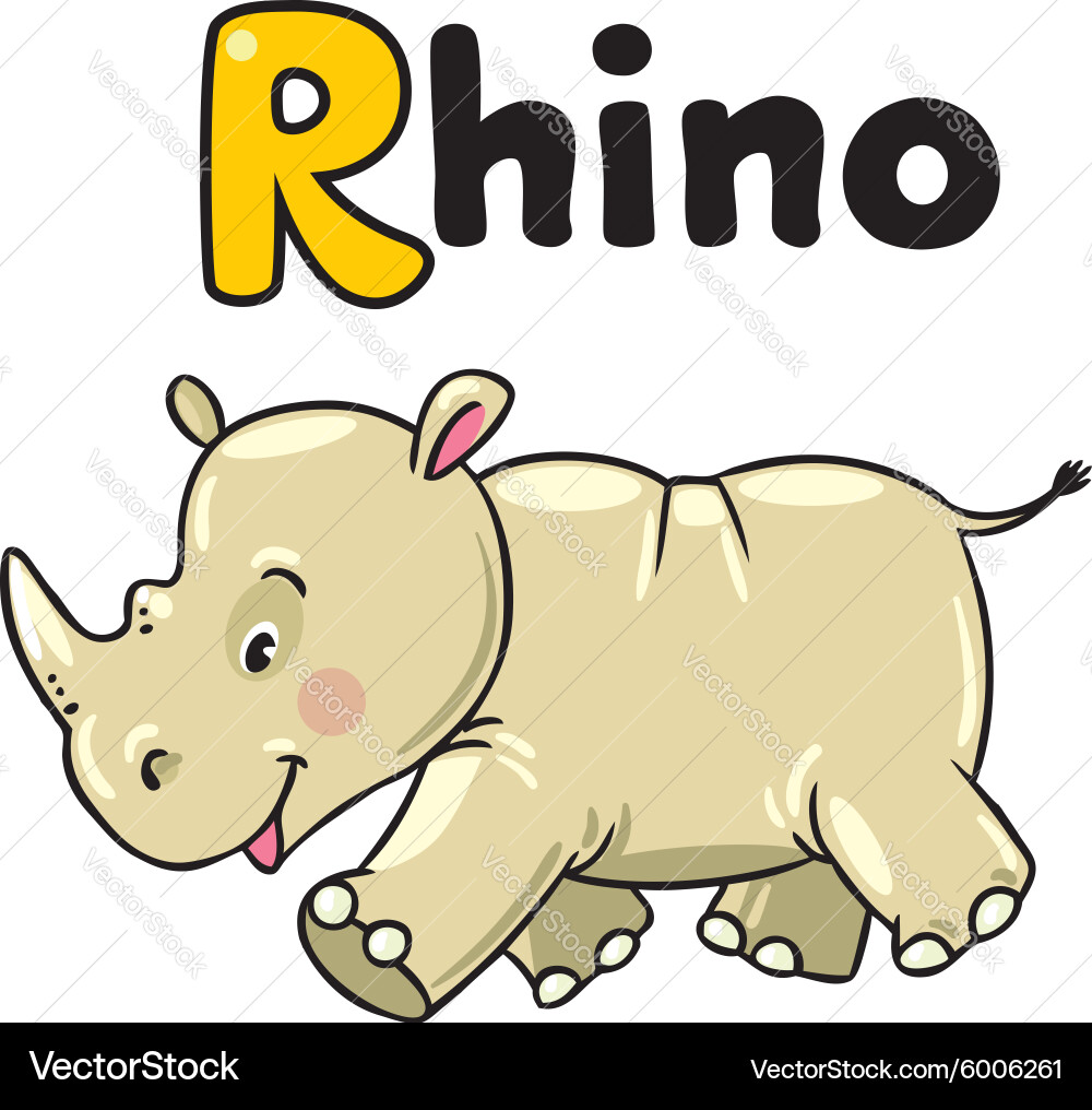 Little rhino for abc alphabet r Royalty Free Vector Image