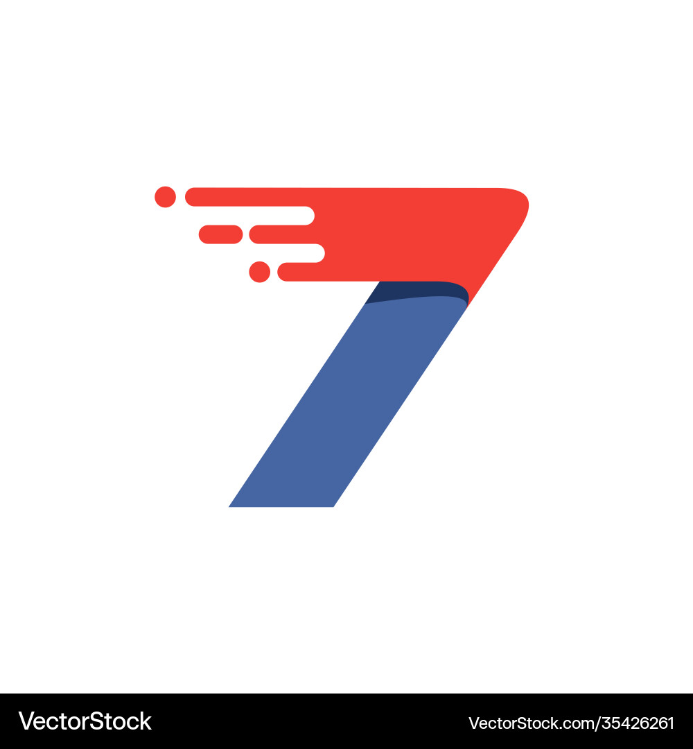 Number seven fast speed motion logo Royalty Free Vector
