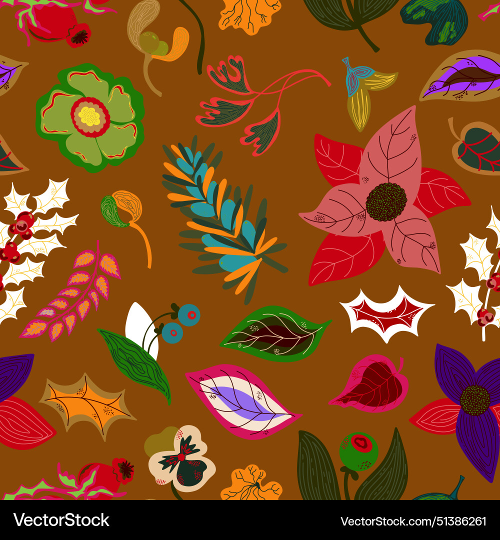 Plant organic pattern flat style hand drawn Vector Image