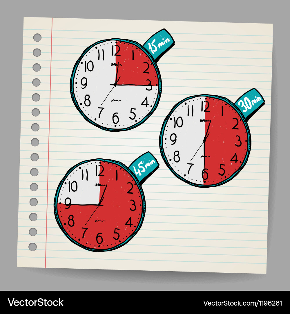 Red doodle timers Royalty Free Vector Image - VectorStock