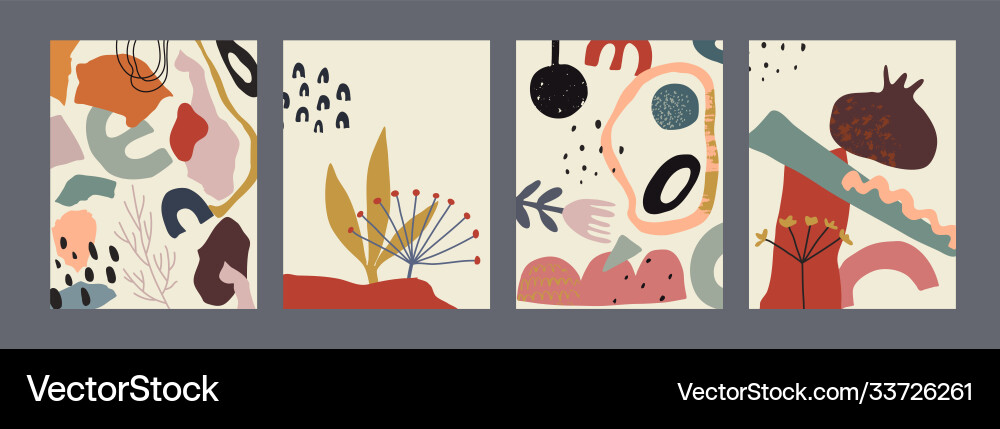 Set colorful collage contemporary cards Royalty Free Vector