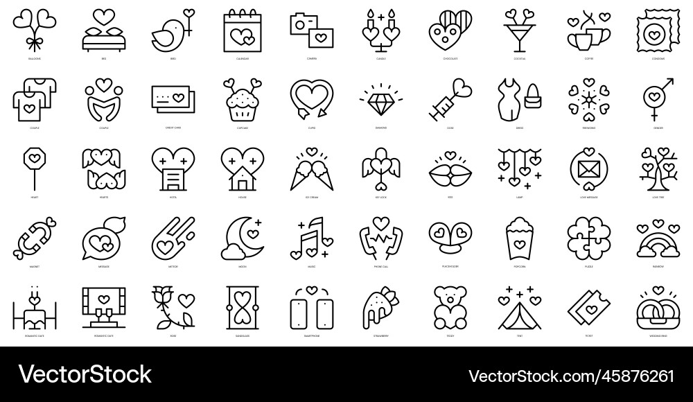 Set of thin line date night icons Royalty Free Vector Image