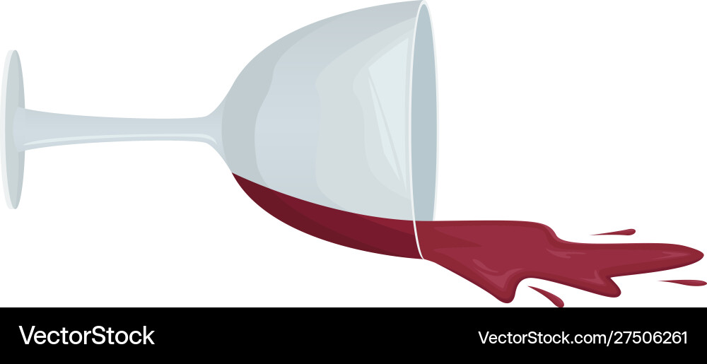 Spilled Red Wine Glass - Messy Situation Vector Image