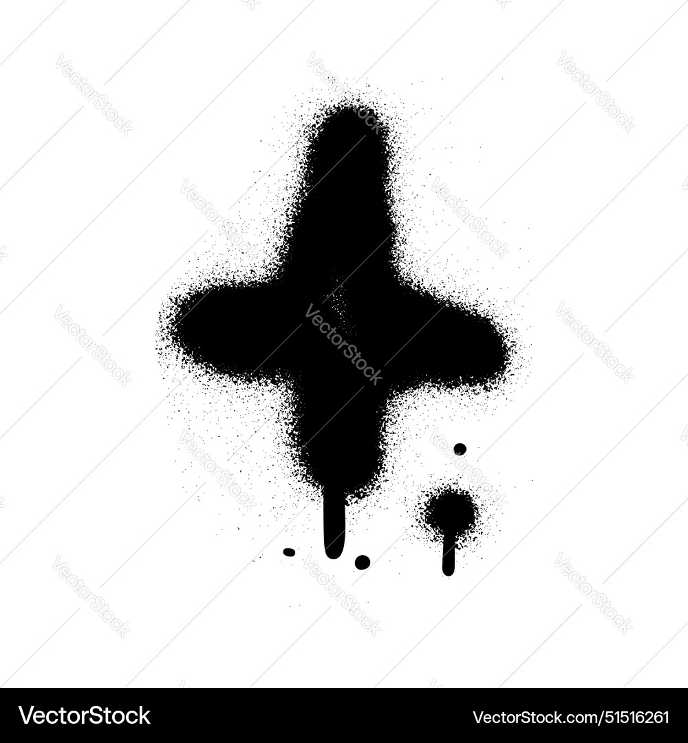 Spray textured graffiti doodle punk shape - cross Vector Image