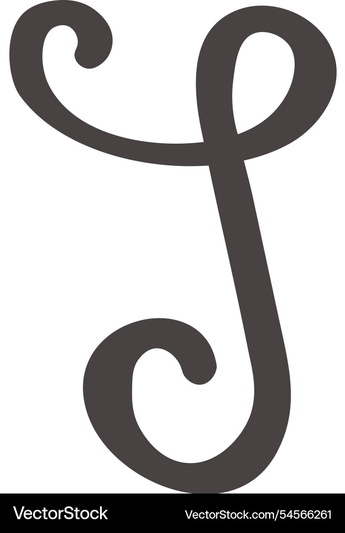 Stylized letter j features elegant swirling lines Vector Image