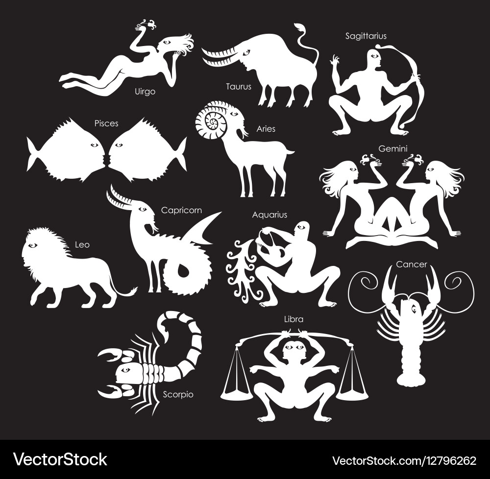 Zodiac Signs with Human Faces Royalty Free Vector Image