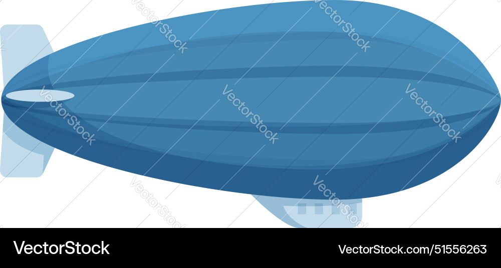 Blue blimp is flying in a clear sky Royalty Free Vector