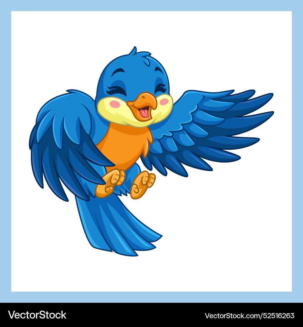 Cartoon happy bird flying on white background Vector Image