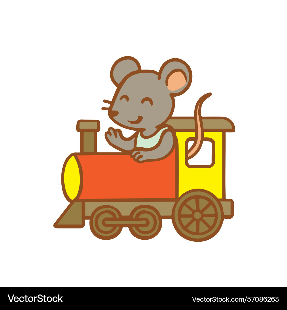 Cute mouse riding a toy train Royalty Free Vector Image