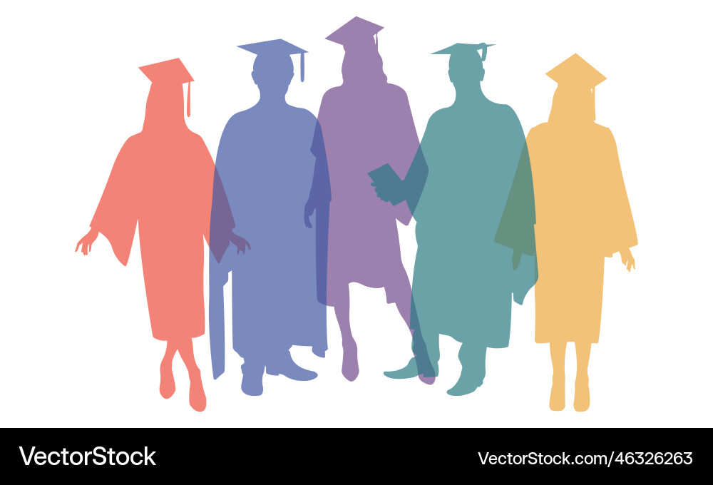Graduate silhouettes Royalty Free Vector Image