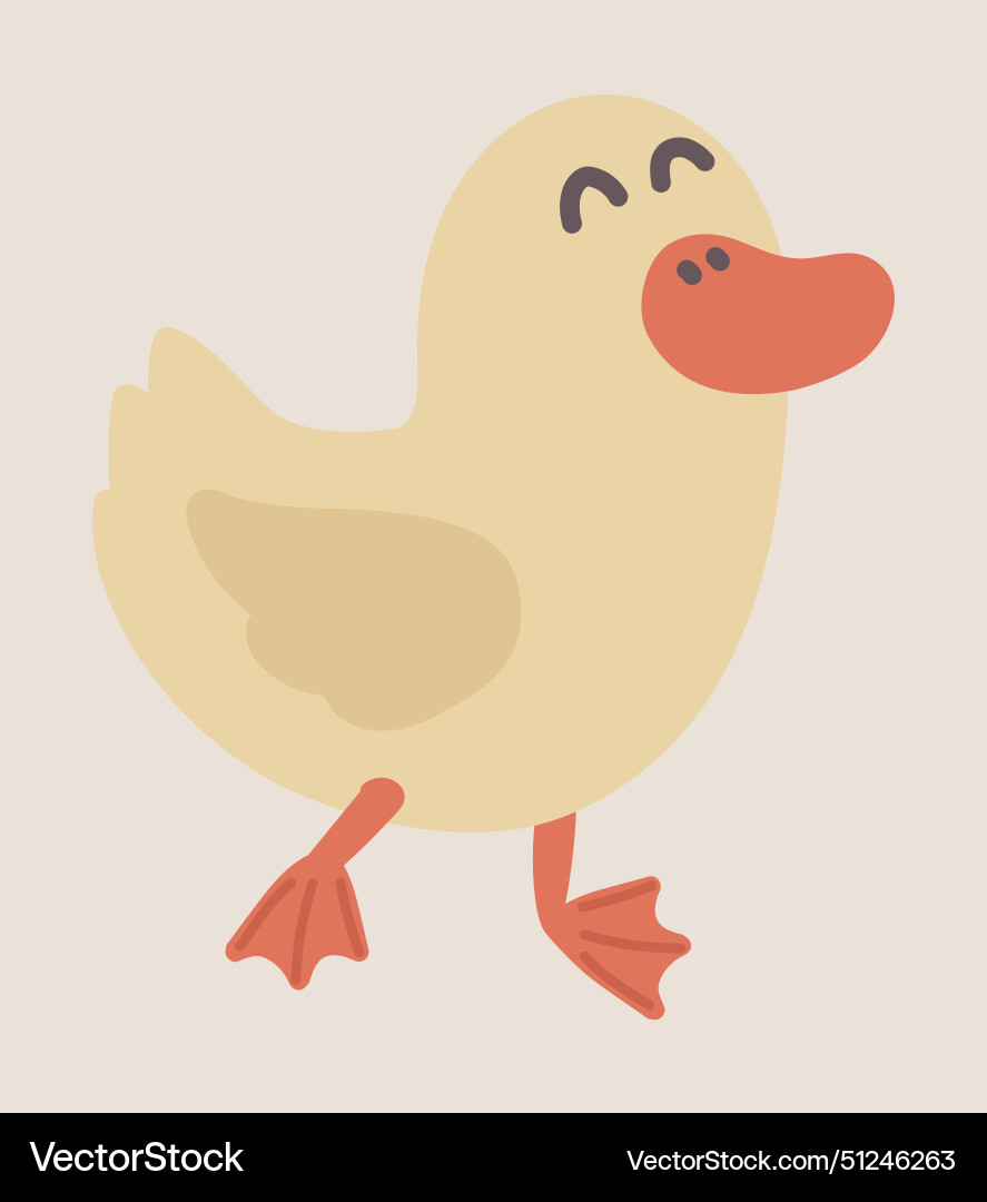 Happy yellow little duckling in flat design Vector Image