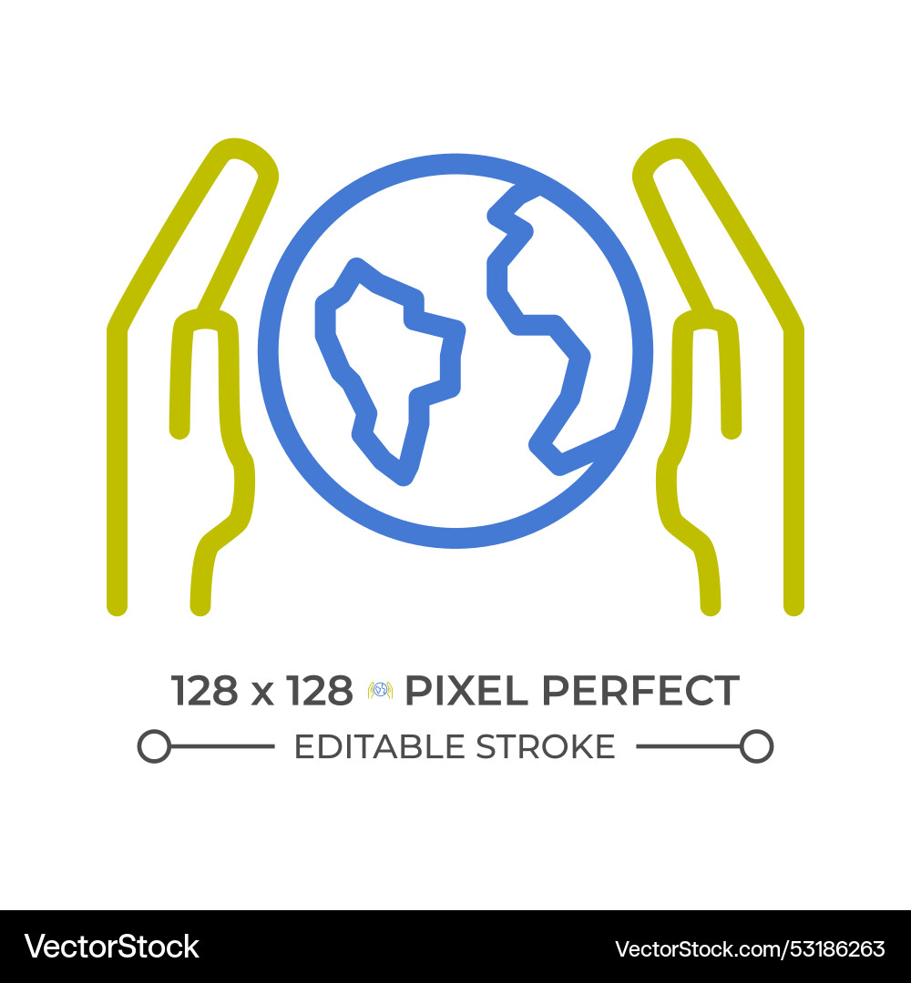 Save earth two color line icon Royalty Free Vector Image