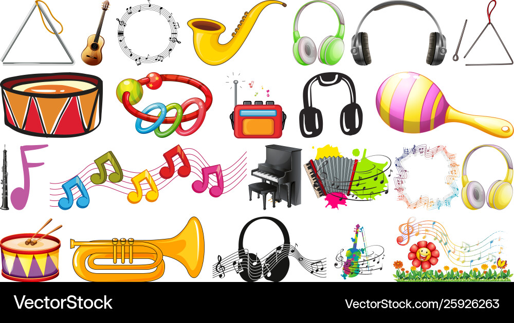 Set music instrument Royalty Free Vector Image