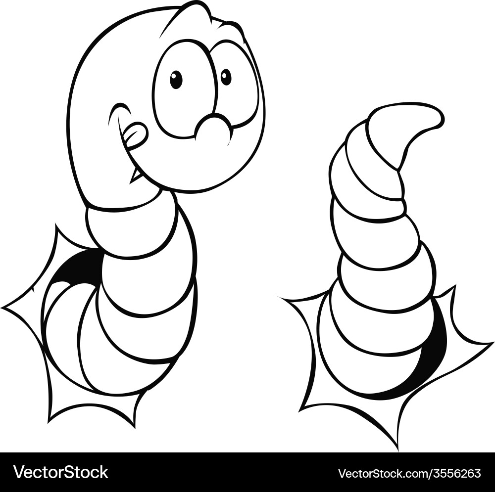 Worm bite through black outline Royalty Free Vector Image