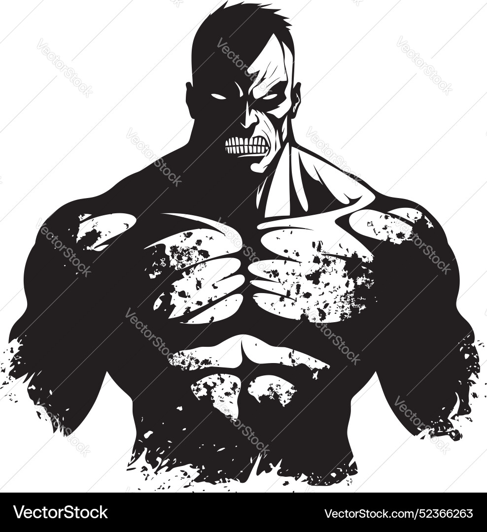 Zombie gym emblem decayed muscle forge Royalty Free Vector