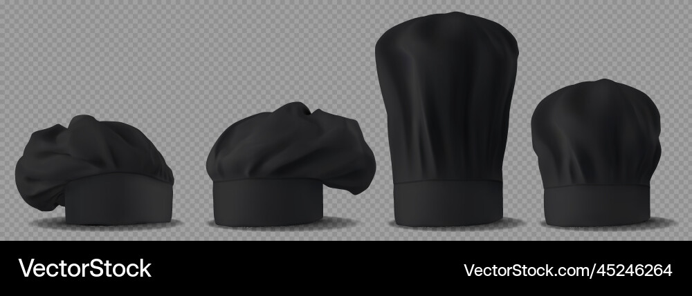 Black chef hats cooker uniform in cafe kitchen Vector Image